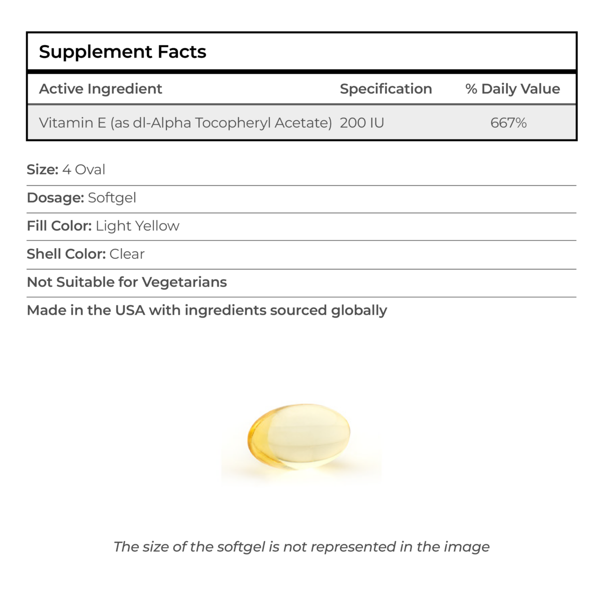 VITA E 200 IU Syn dl-Alpha Tocopheryl Acetate - Dietary Supplement ...