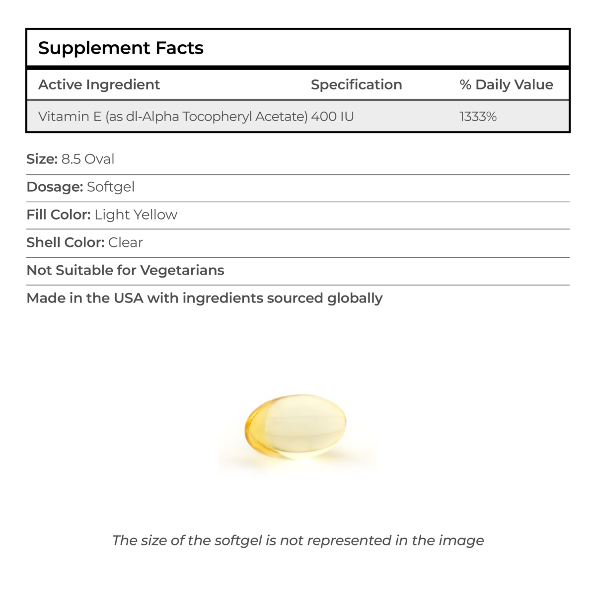 VITA E 400 IU E Single Ingredient Syn dl-Alpha Tocopheryl Acetate ...